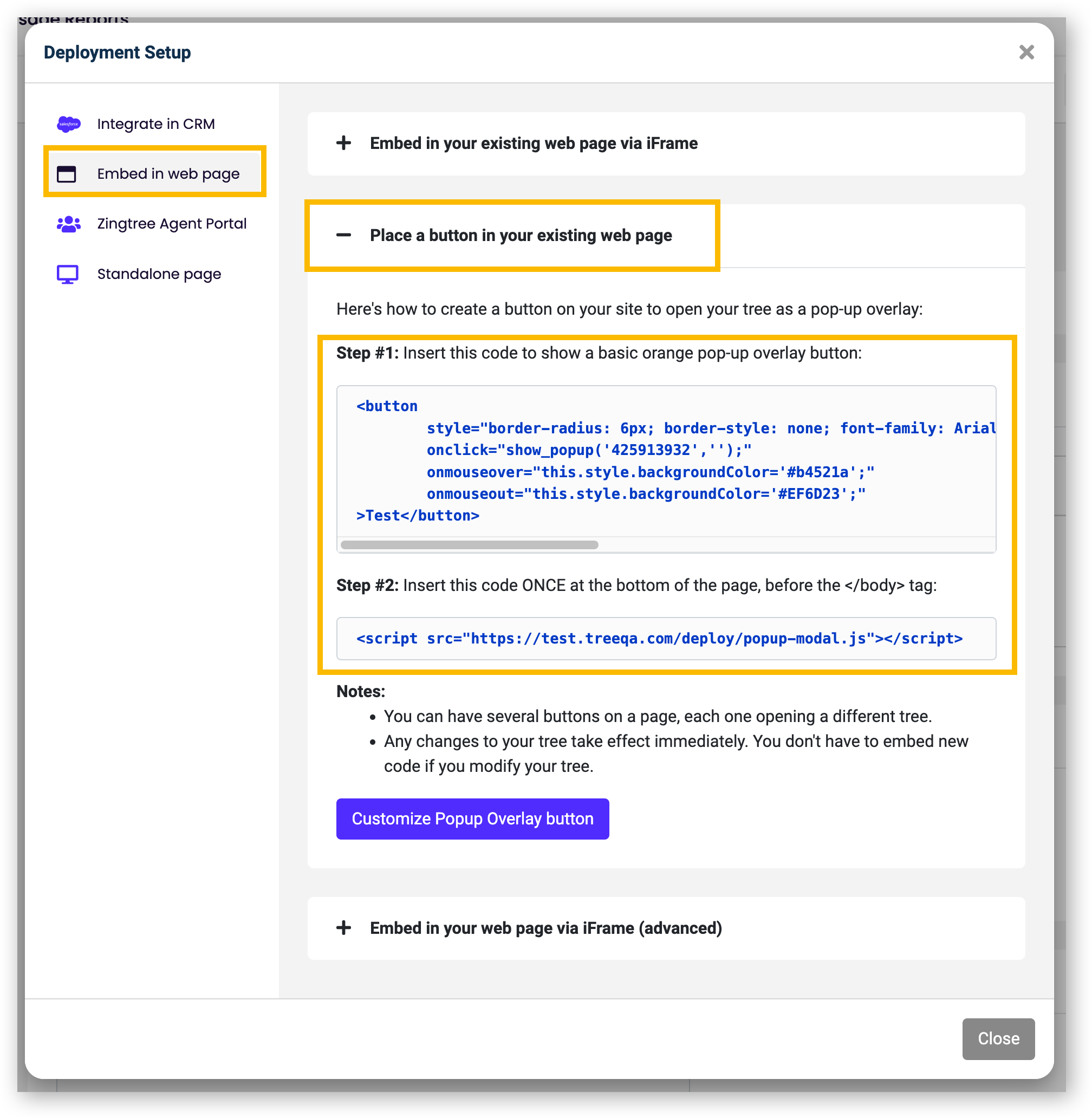 How to Launch Trees in a Popup Overlay – Zingtree Help Center